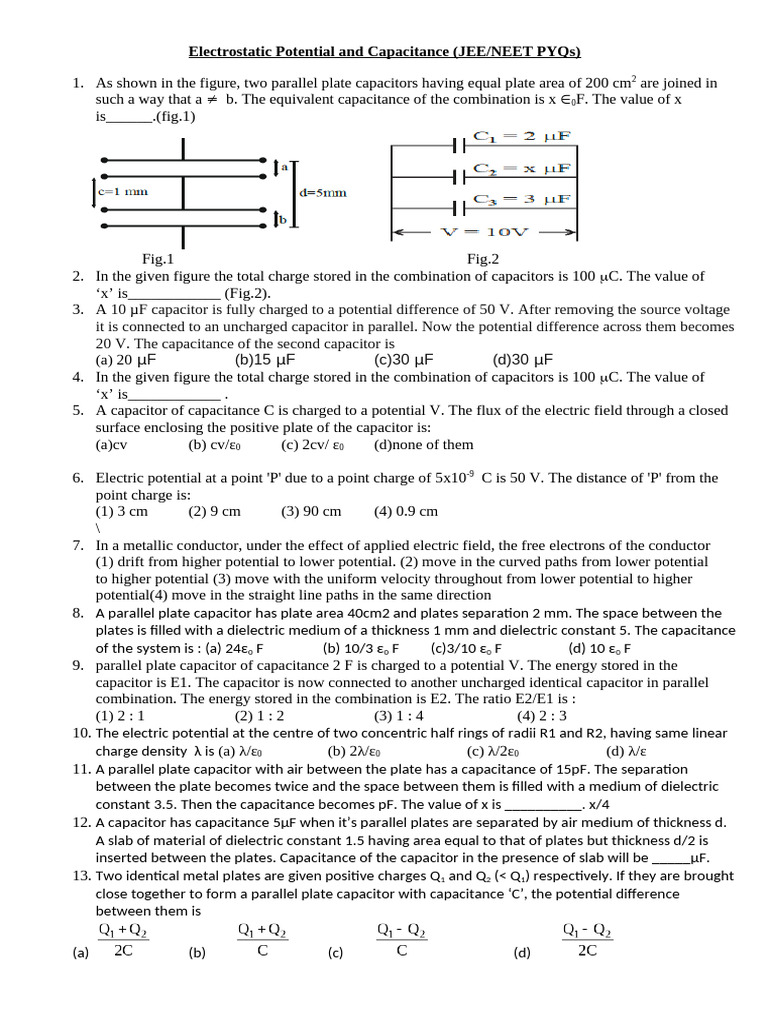 Electrostatic Potential and Capacitance-JEENEET | PDF | Capacitance ...