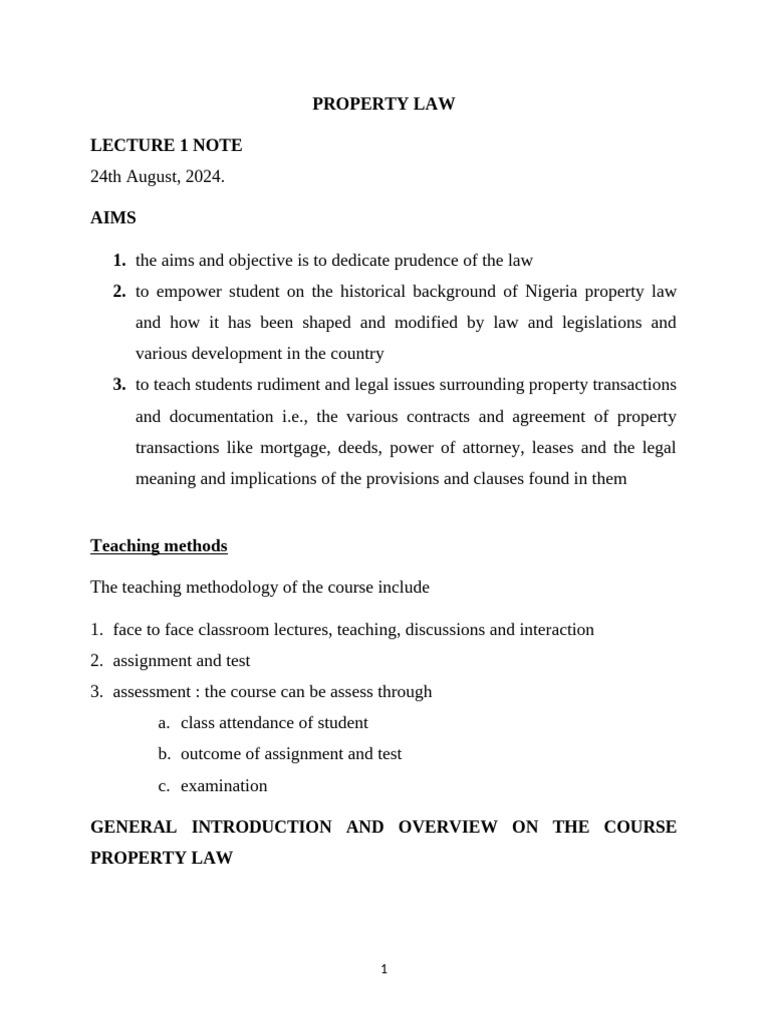 PROPERTY LAW | PDF | Property | Private Property