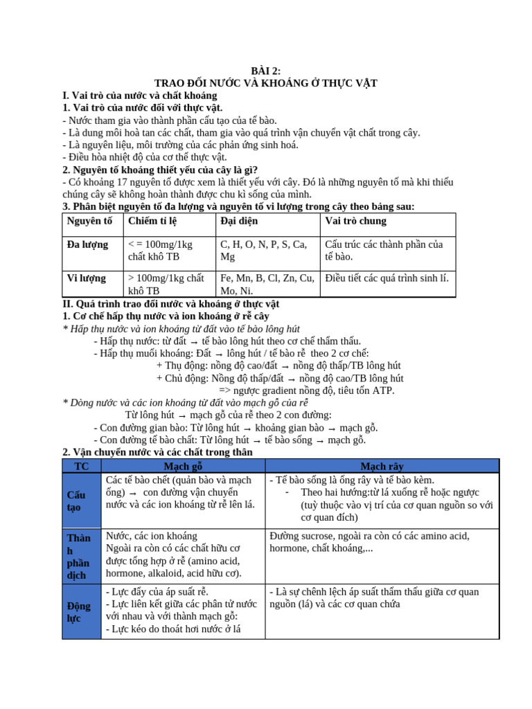 ĐỀ CƯƠNG SINH GK1 11 | PDF