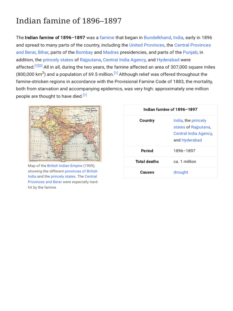 Indian Famine of 1896-1897 | PDF | Famine | Hunger
