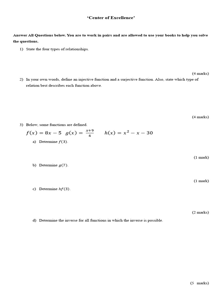 Integrateed Mathematics September Assessment | PDF | Function ...