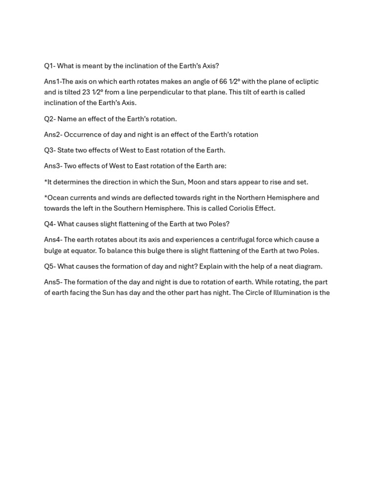 CH 3 Rotation and Revolution | PDF | Earth | Equator