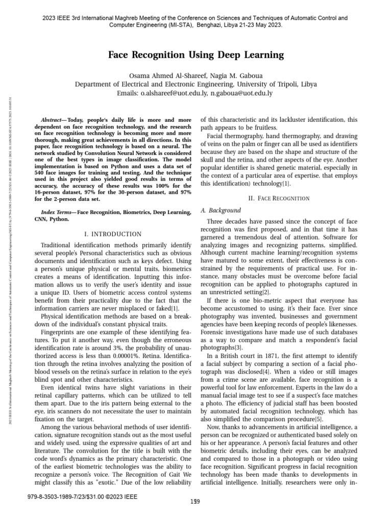 Face Recognition Using Deep Learning Pdf Artificial Neural Network Deep Learning