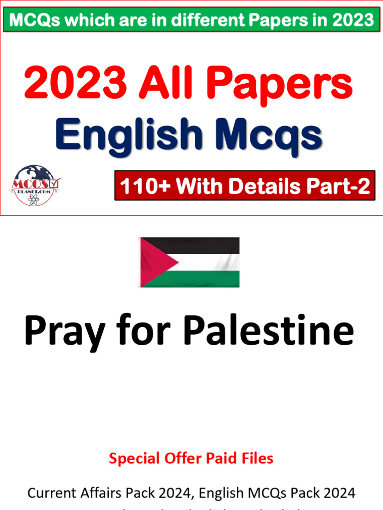 2023 All Papers English MCQs Part-2 | PDF | Verb | Language Mechanics