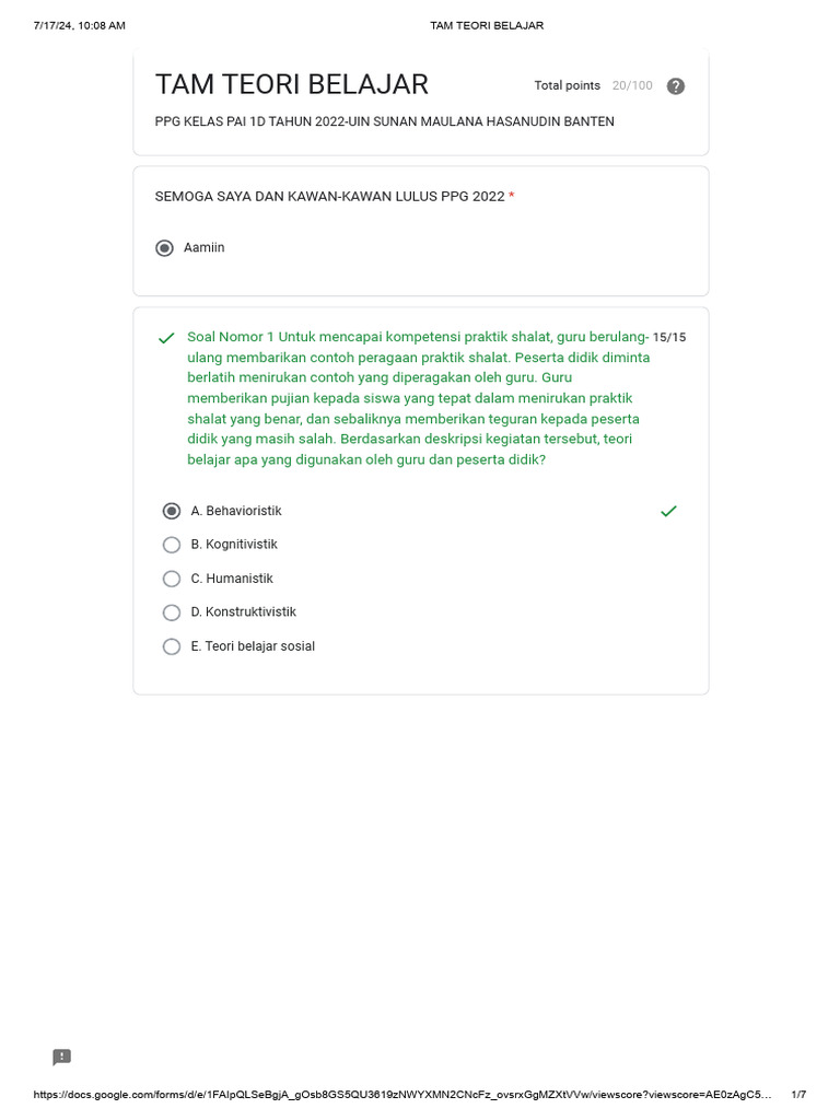 Tam Teori Belajar | PDF