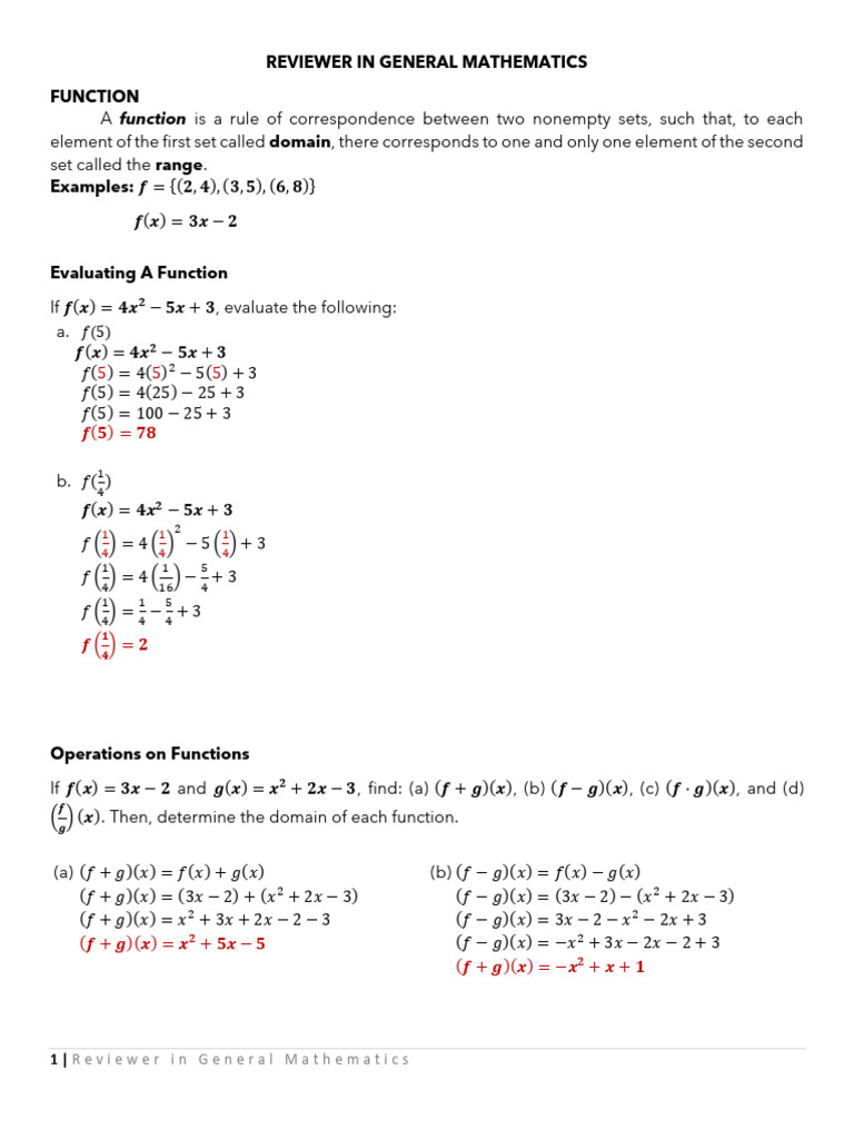 Reviewer in General Mathematics | PDF | Asymptote | Function (Mathematics)