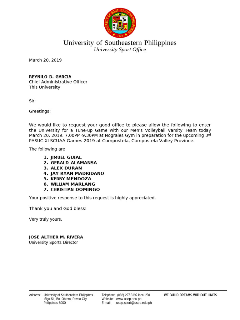 Letter Request For Tune Up | PDF