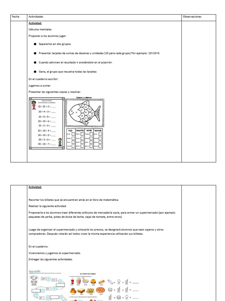 Clases Diarias Matemática | PDF