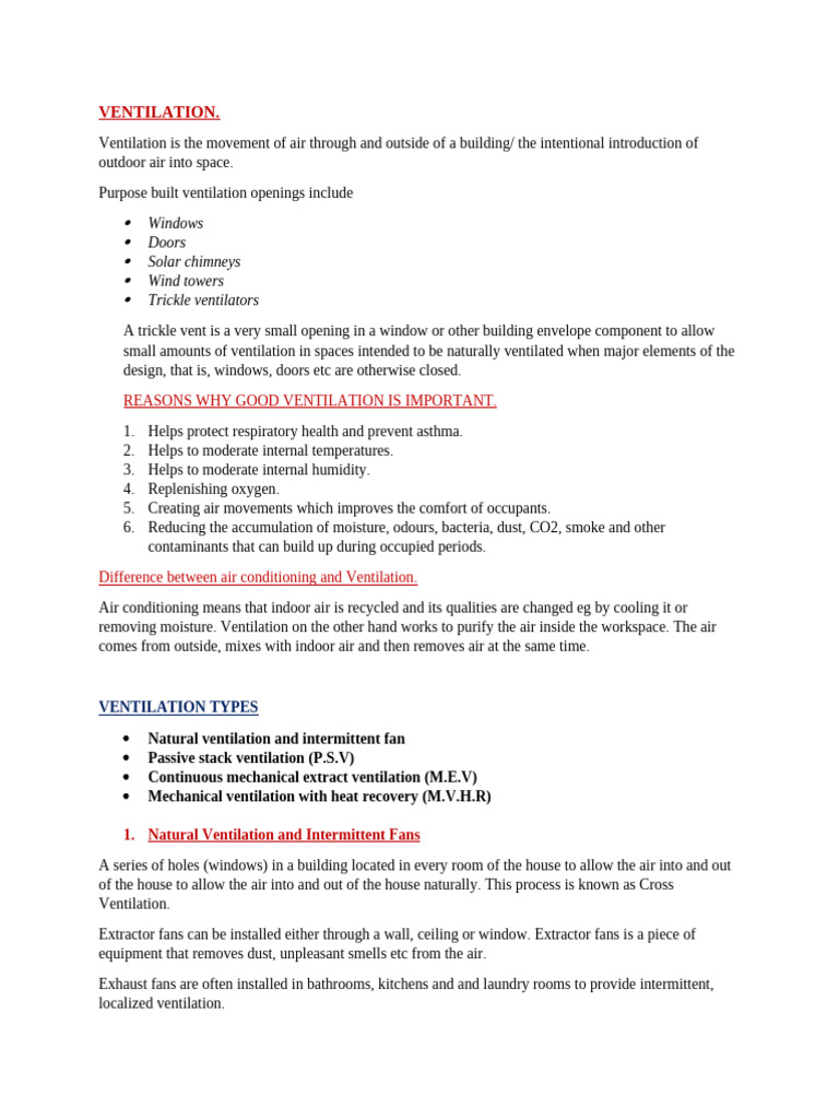 Ventilation | PDF | Ventilation (Architecture) | Chimney
