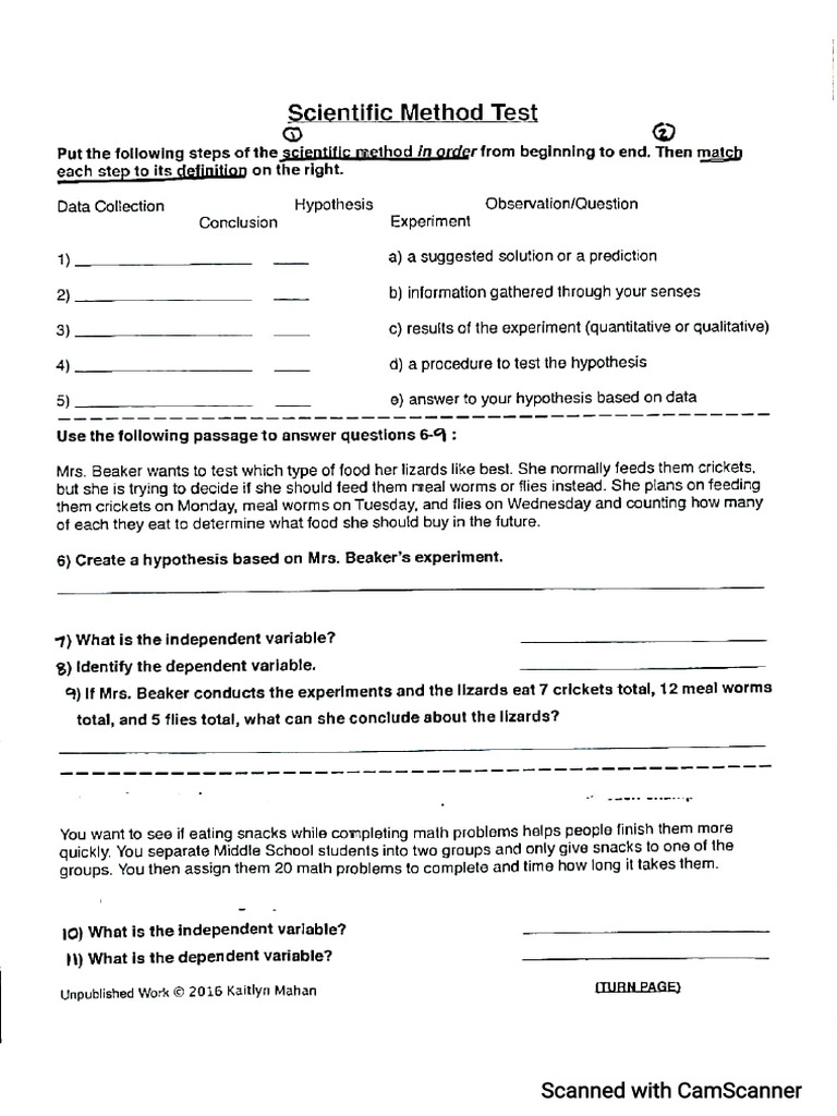 Scientific Method Test | PDF