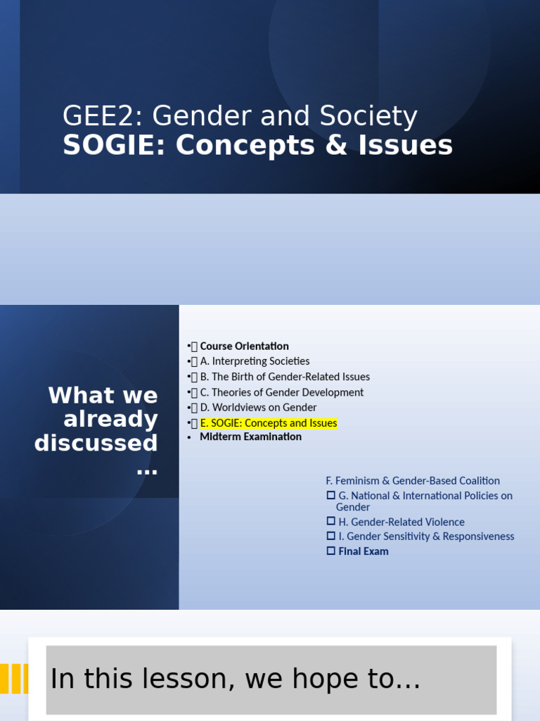 SOGIE Concepts and Gender Issues | PDF | Gender | Gender Studies