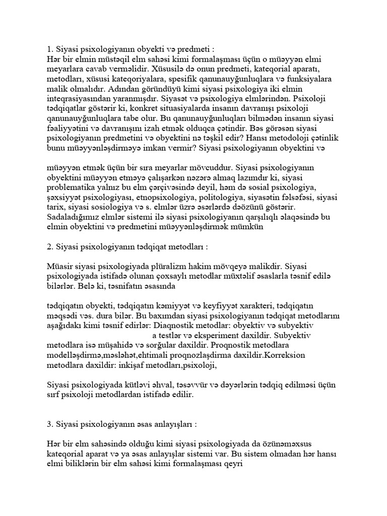 Siyasi Psixologiya Cavabları - 240524 - 102531 | PDF