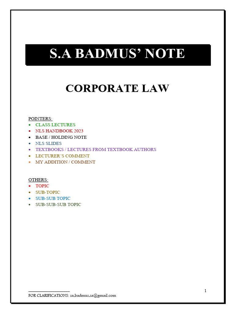s.a Note - Corporate-1 | PDF | Partnership | Companies