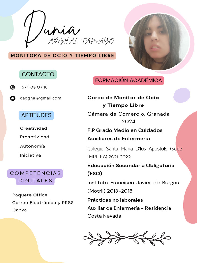 CV Monitora de Ocio y Tiempo Libre | PDF