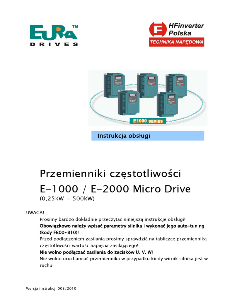 Instrukcja EURA E1000 PL | PDF