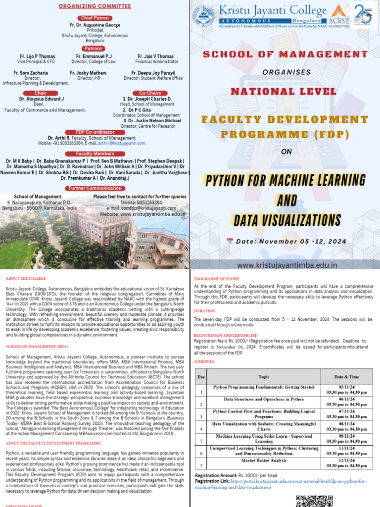 SOM Python FDP 5-12 Nov Brochure (E) | PDF | Computers