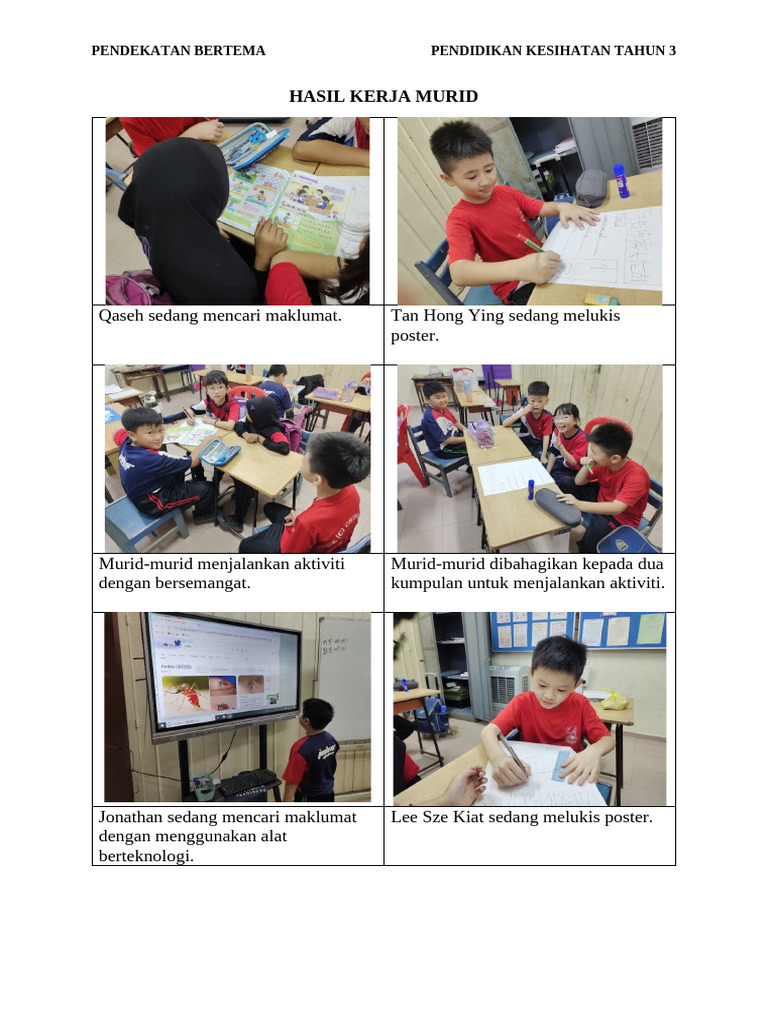 TEMPLATE - HASIL KERJA MURID PK3 Bulan Julai | PDF