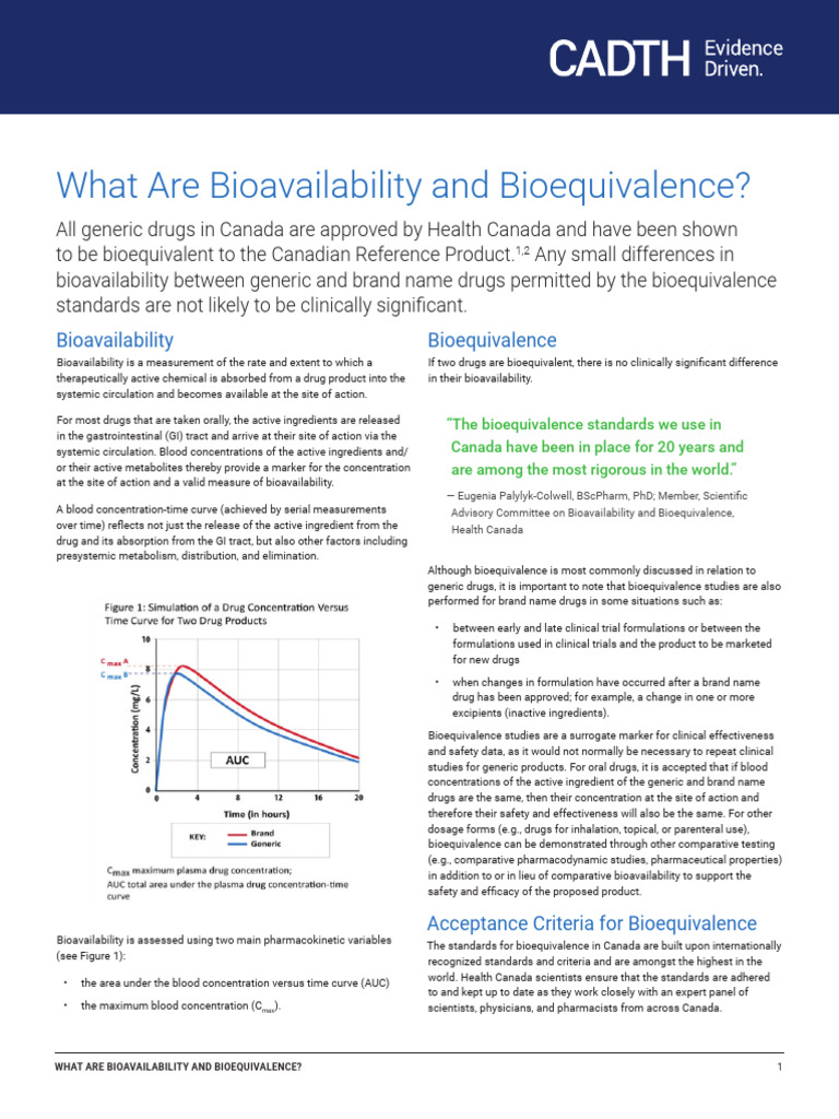 Bioavailability & Bioequivalence Guide | PDF | Bioavailability ...