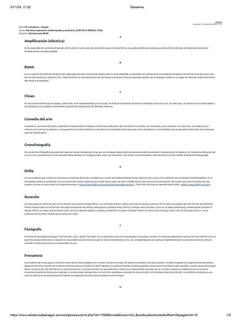 Glosarios | PDF | Hipervínculo | Teatro