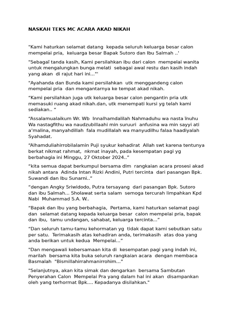 Teks MC Akad Nikah | PDF