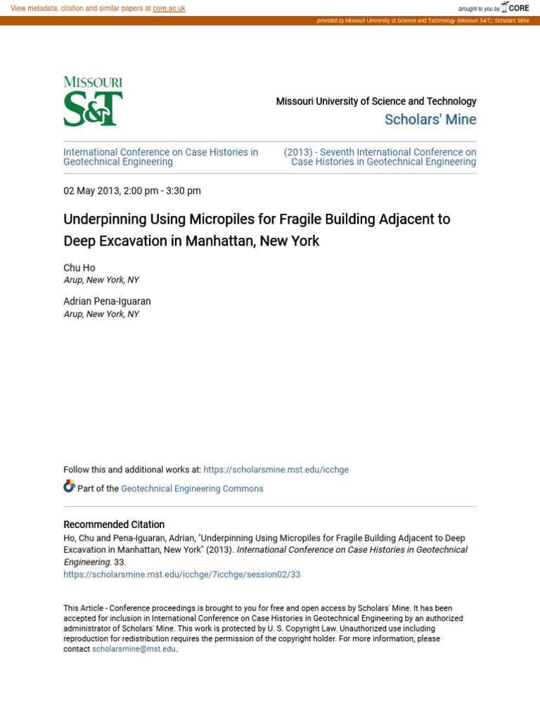 Underpinning Using Micropiles For Fragil | PDF | Deep Foundation ...