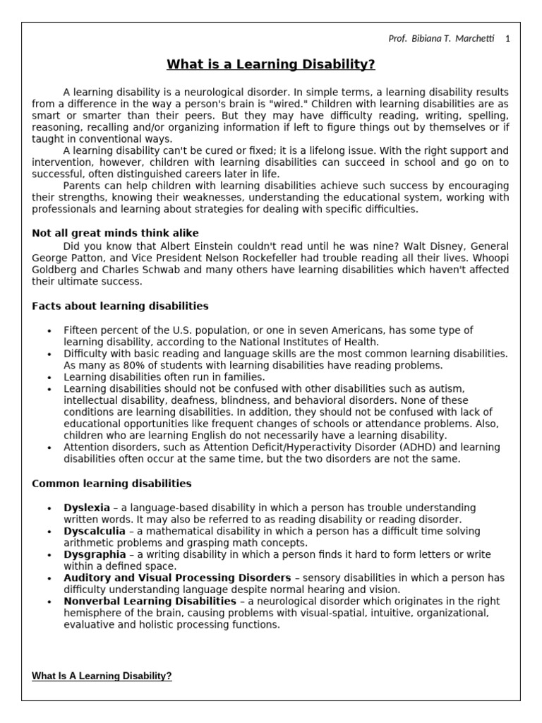 DETACHMENT - What Is A Learning Disability | PDF | Learning Disability ...