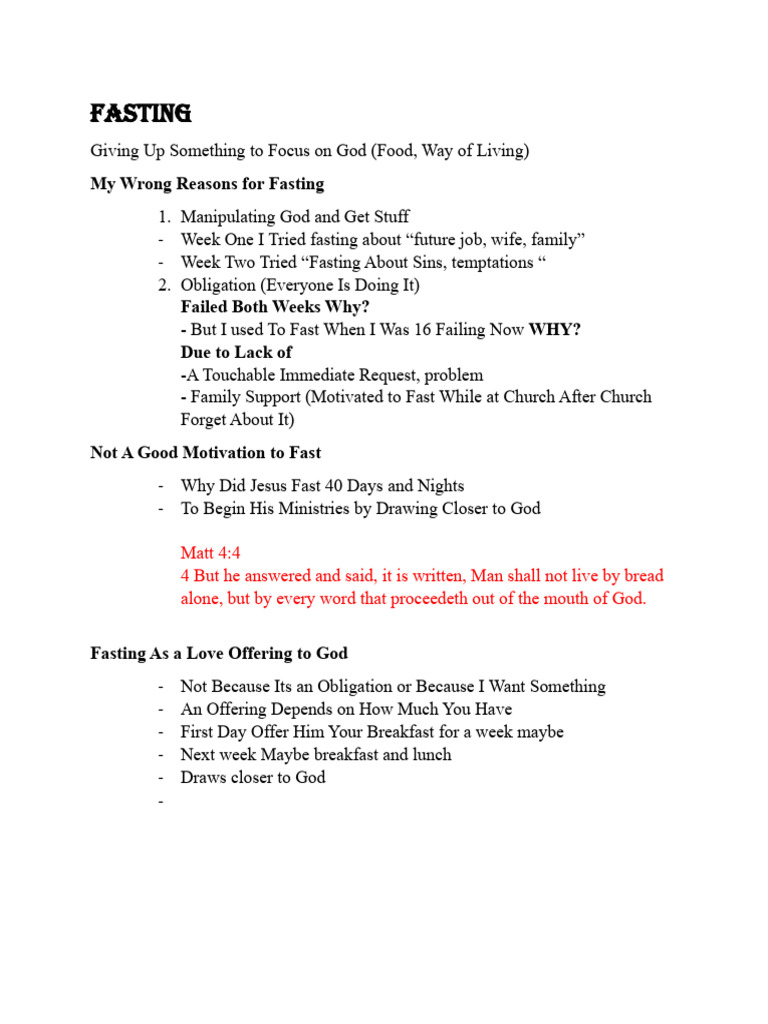 FASTING 1 | PDF | Prayer | Bible