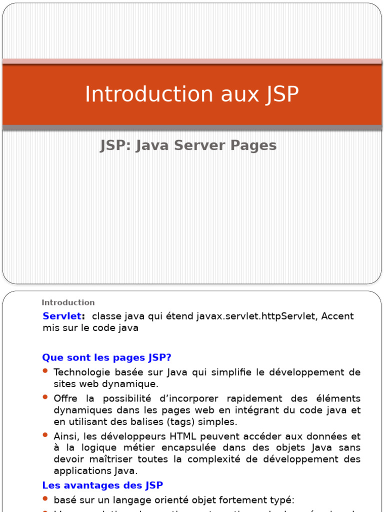 Introduction Aux JSP: JSP: Java Server Pages | PDF | Informatique | Génie logiciel