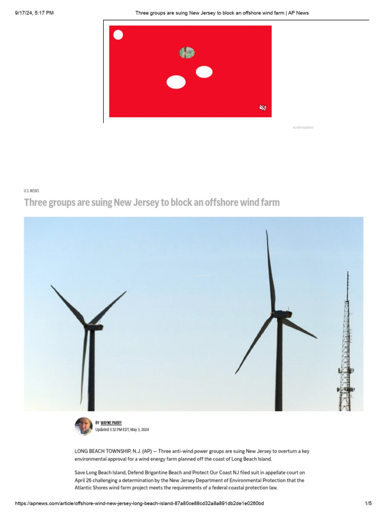 Three Groups Are Suing New Jersey To Block An Offshore Wind Farm - AP ...
