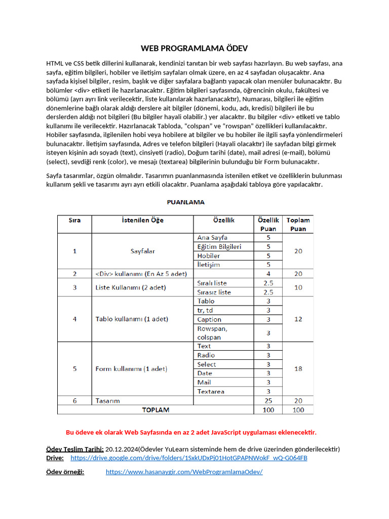 Web Programlama Ödev | PDF