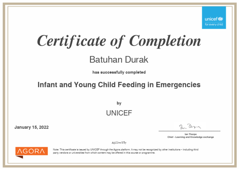 IYCF in Emergencies - Certificate | PDF