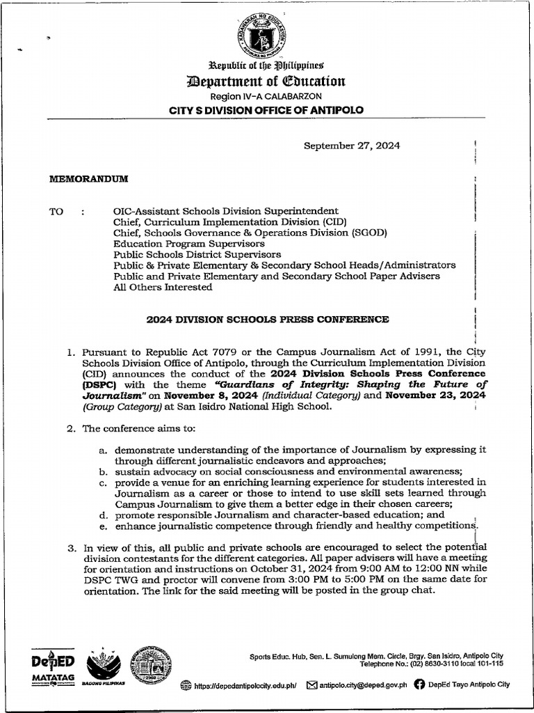 Um 596 2024 Division Schools Press Conference | PDF