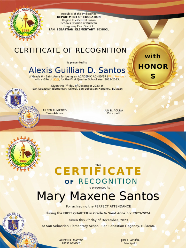 Honors Certificate for Academic Achievement | PDF