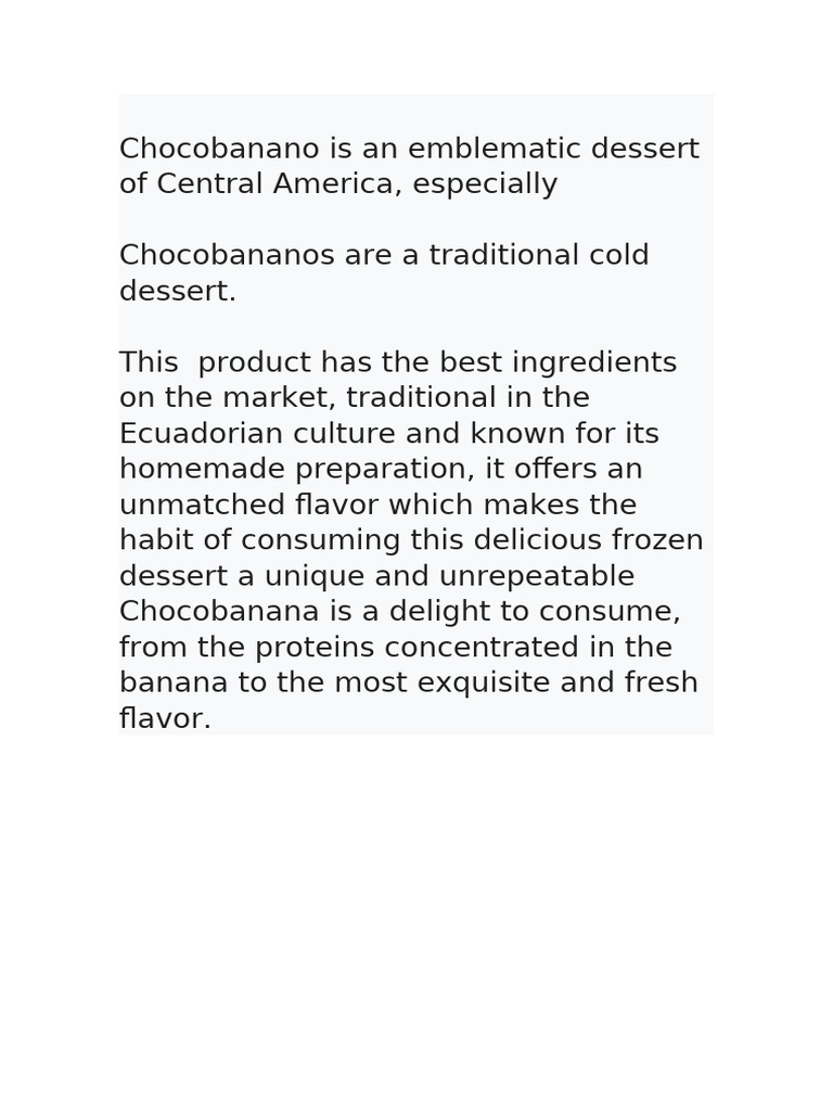Central America's Chocobanano Delight | PDF