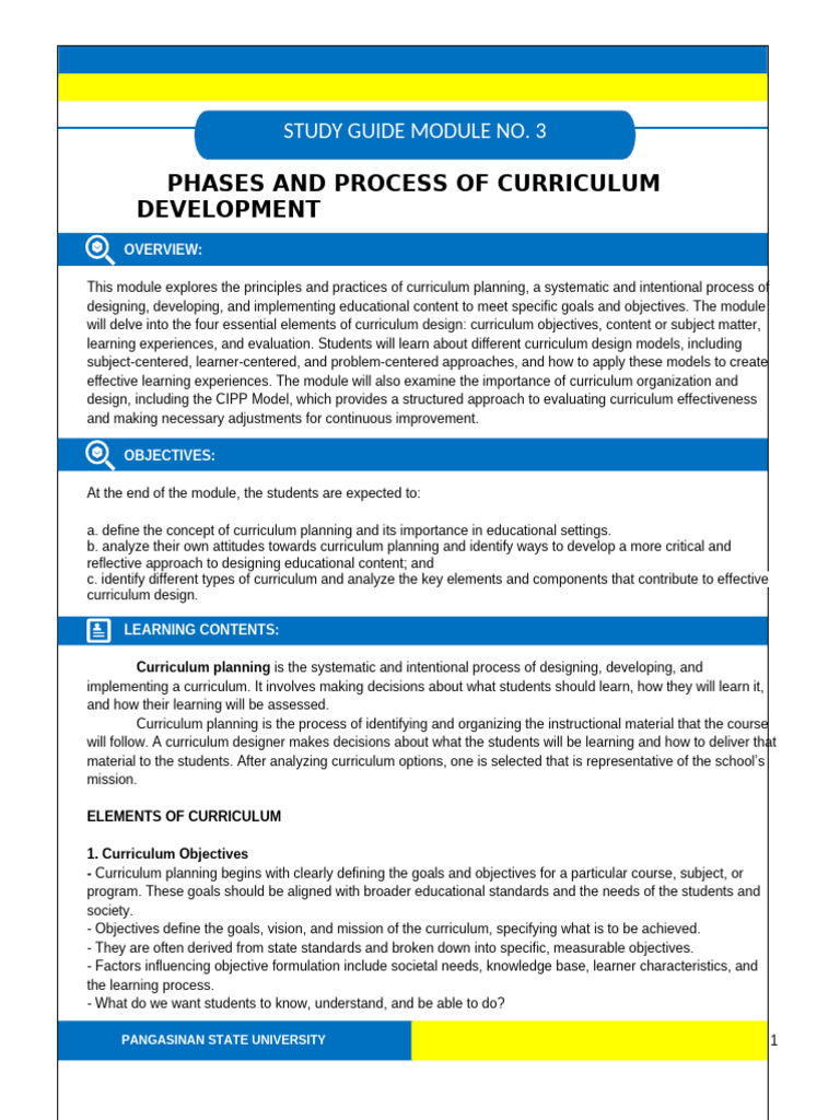 Module 3 Phases and Process of Curriculum Development | PDF ...