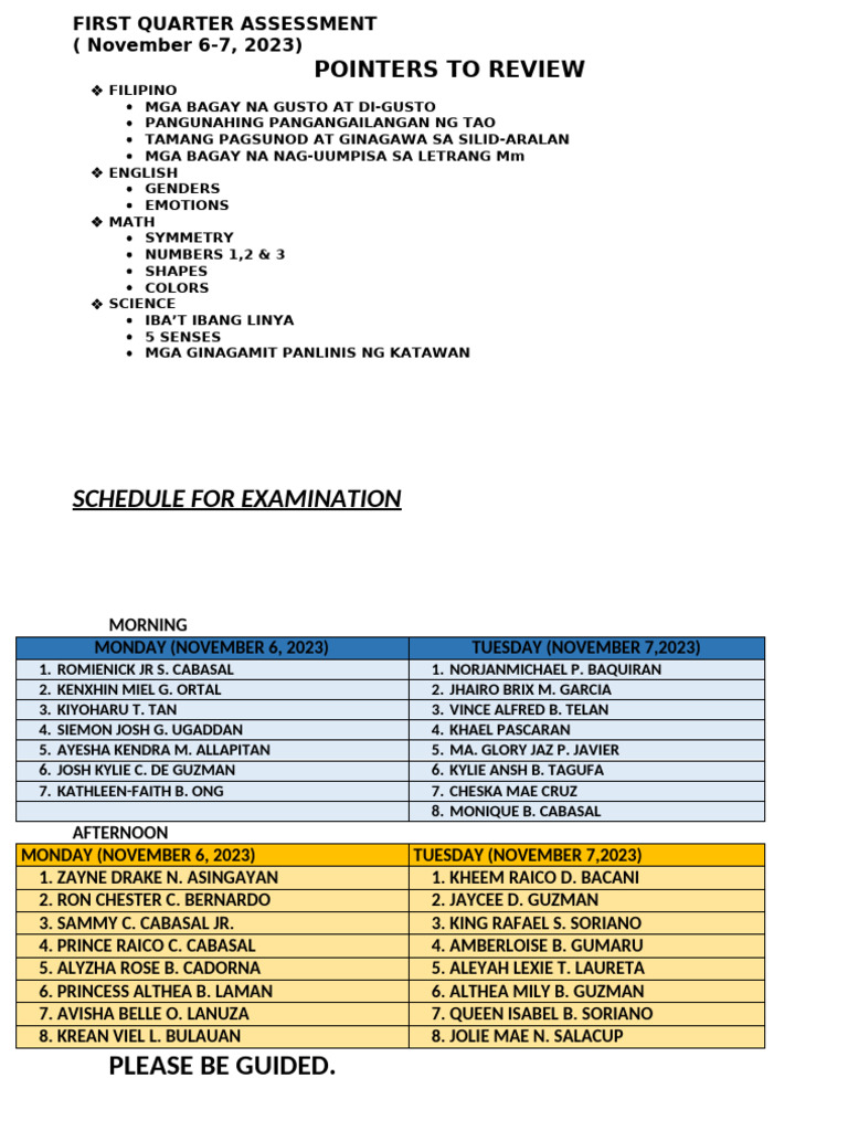 1ST Quarter Assessment 1 | PDF