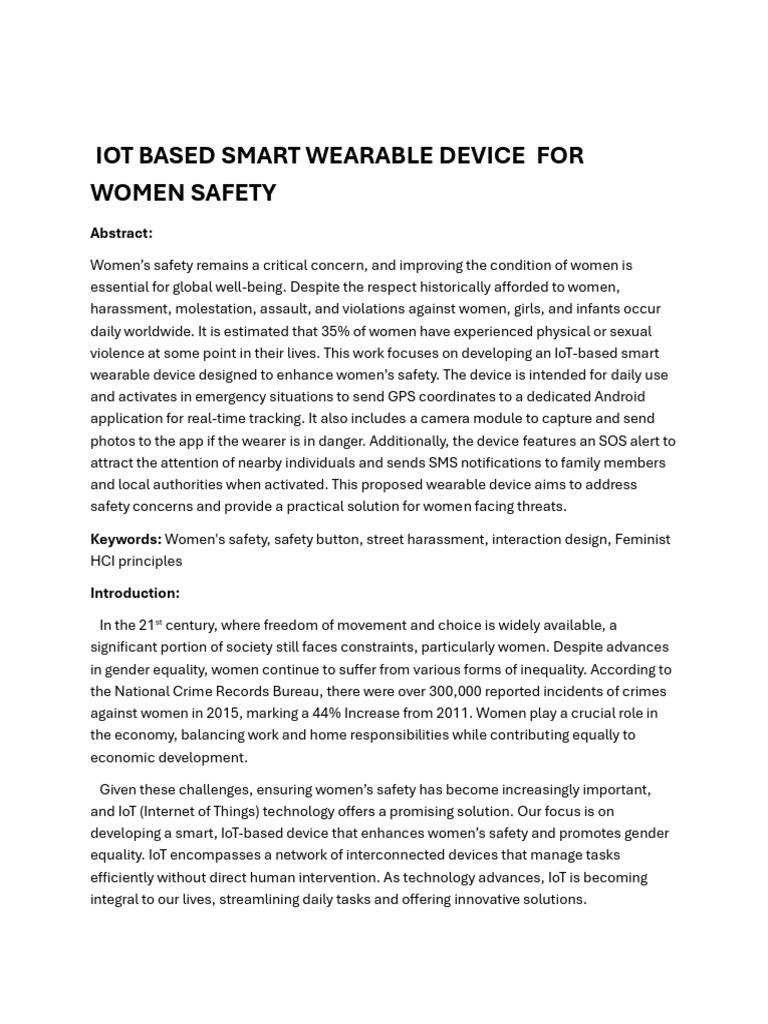Iot Based Smart Wearable Device For Women Safety | PDF | Arduino ...