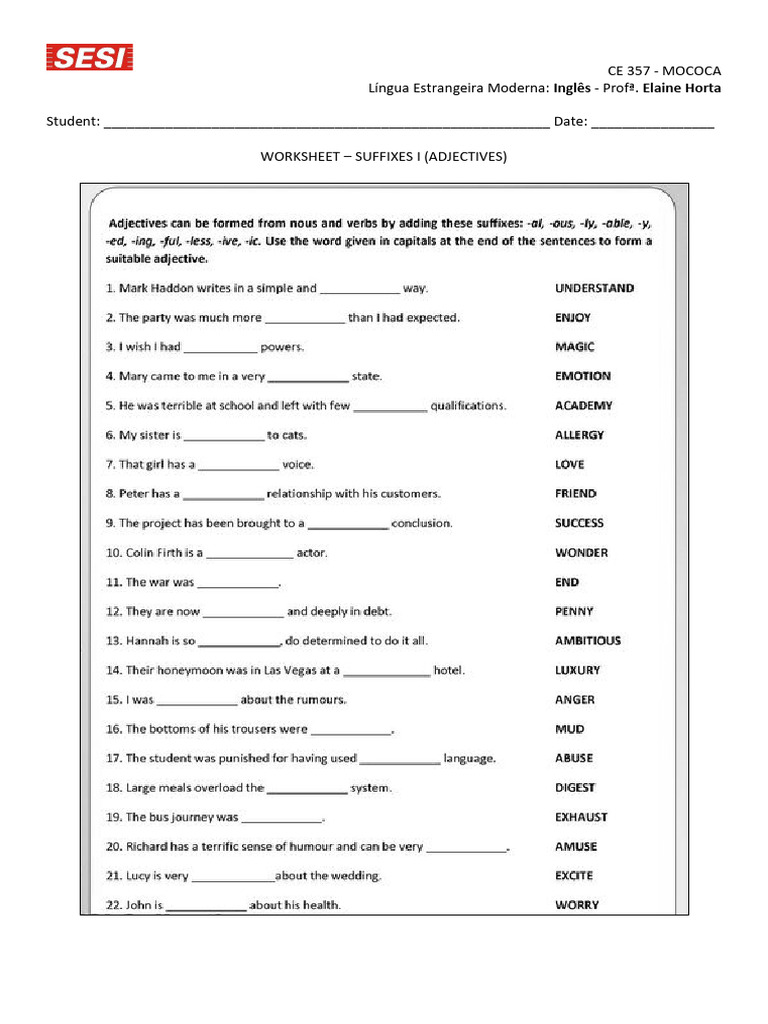 W1 Suffixes I | PDF | Semantic Units | Language Mechanics