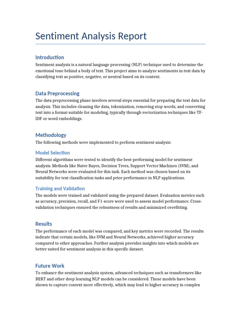 Sentiment Analysis Report | PDF | Business