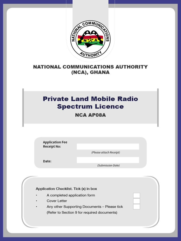 NCA AP08A - Private Land Mobile Radio Spectrum Licence | PDF | Antenna ...