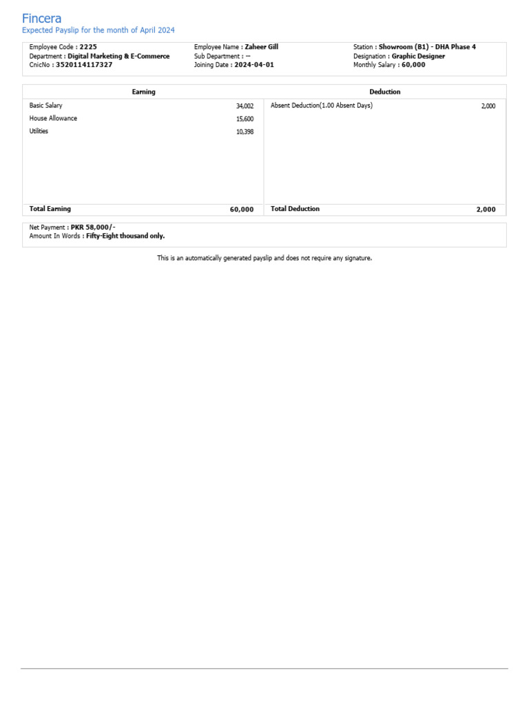 Expected Payslips | PDF