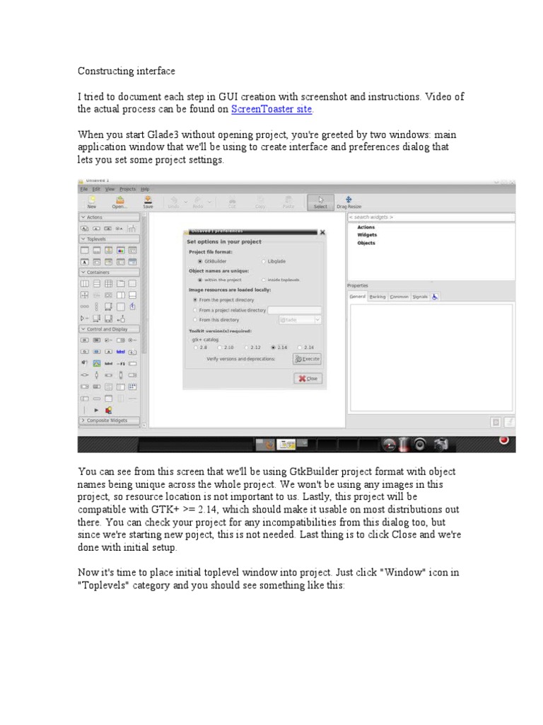 Glade Tutorial | PDF | C (Programming Language) | Widget (Gui)