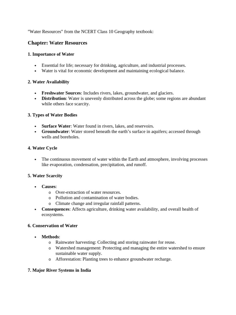 Notes On The Topic WATER | PDF | Technology & Engineering