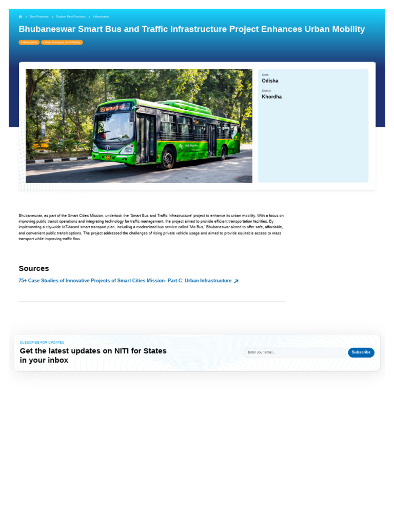 Bhubaneswar Smart Bus and Traffic Infrastructure Project Enhances Urban ...