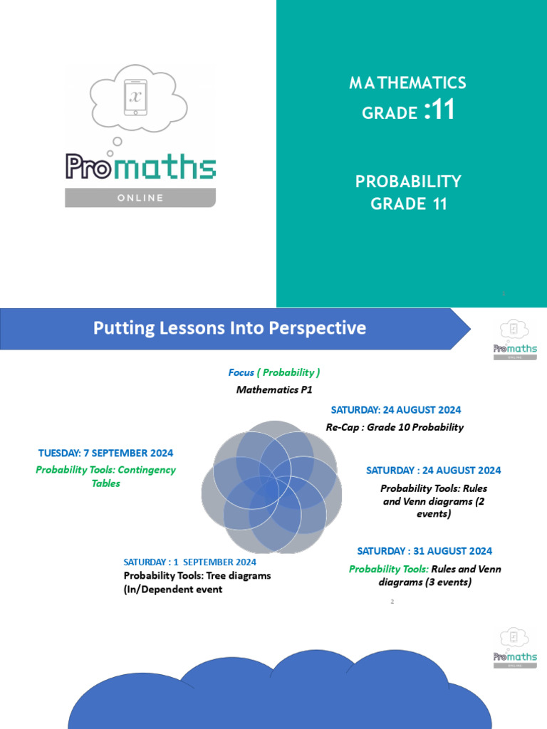 Grade 11 Promaths Probability Lesson August 2024 | PDF | Teaching ...
