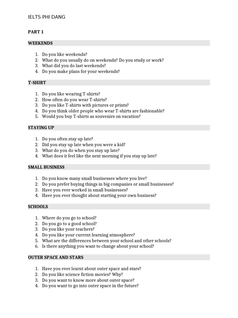 Speaking Part 1 Part 2 and Part 3 | PDF | Foreign Language | Actor