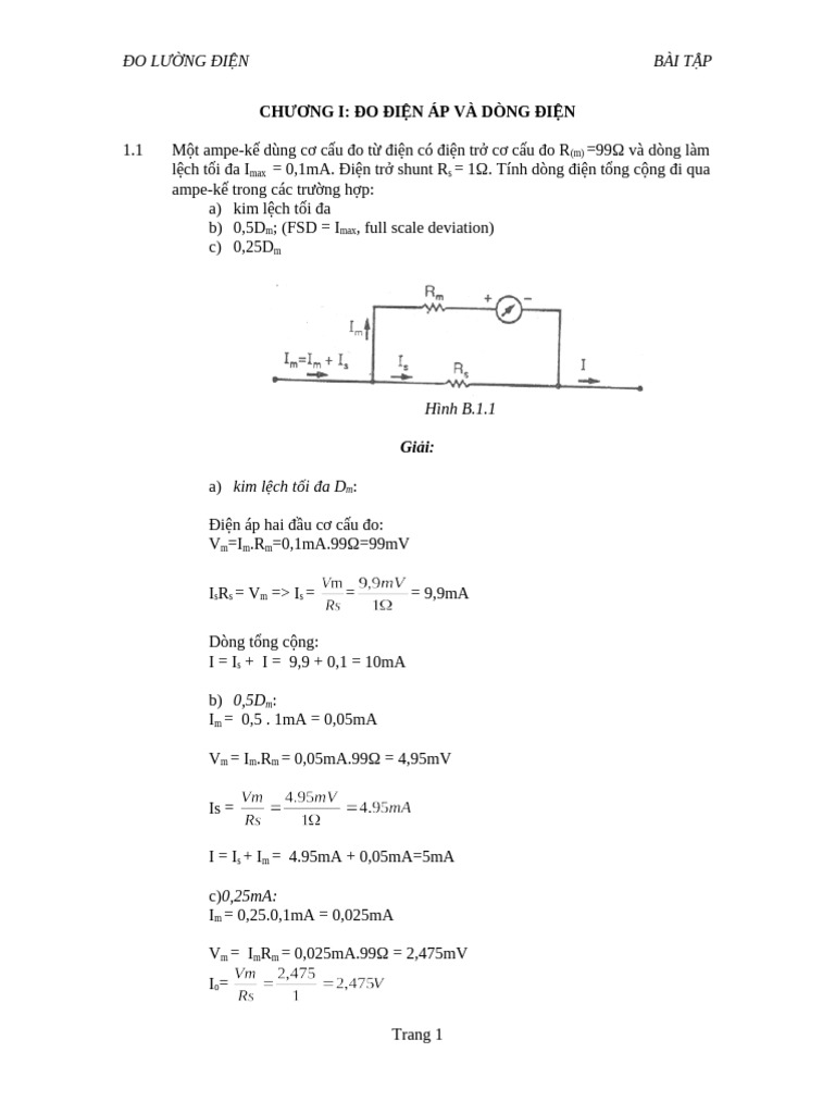 Tailieuxanh Bai Tap Ki Thuat Do Luong Dien 7047 | PDF