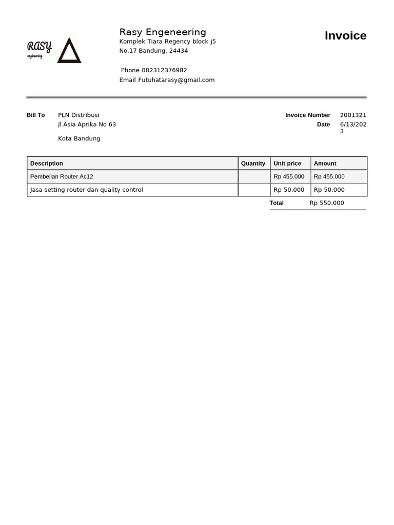 PLN Invoice for Router Services | PDF