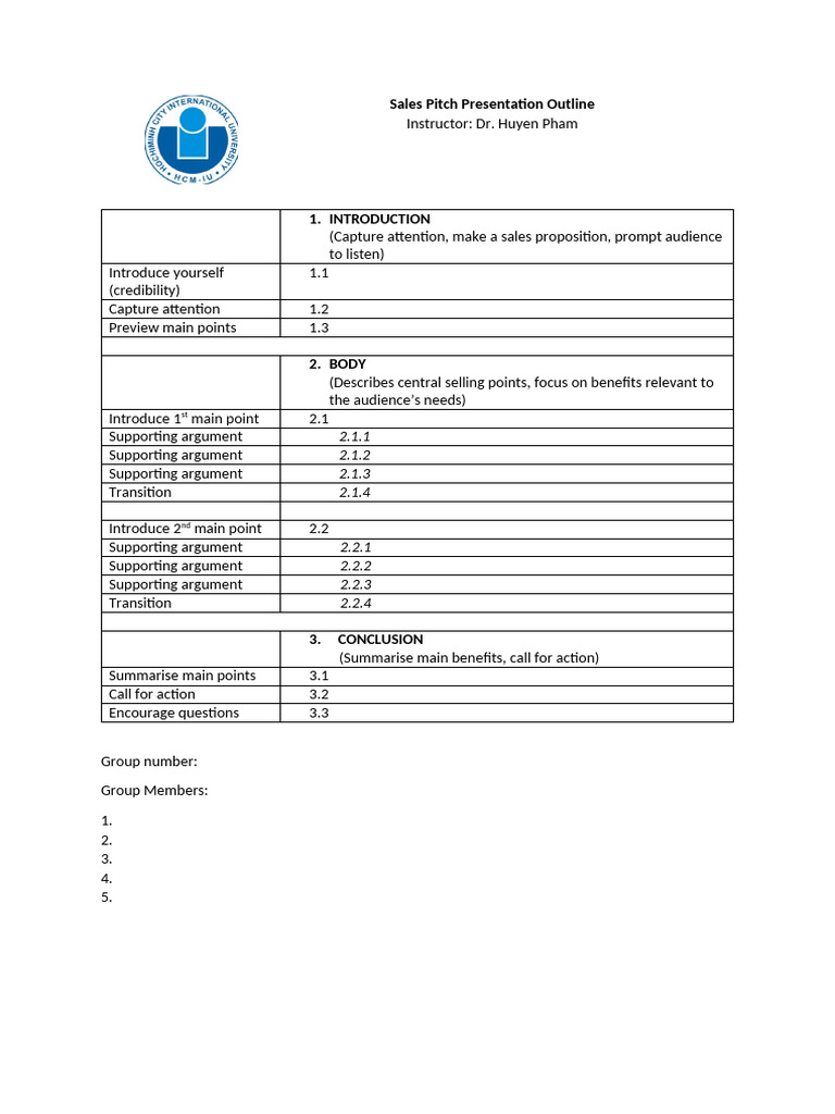 Sales Pitch Presentation Structure Guide | PDF