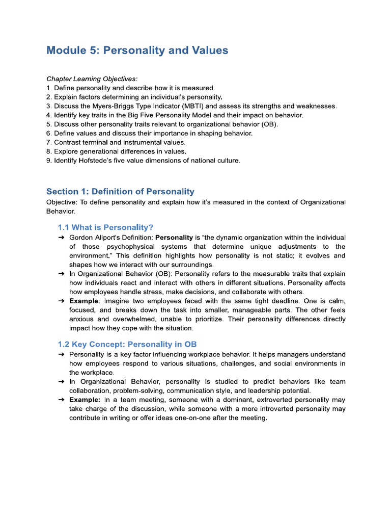 M5 Personality and Values | PDF